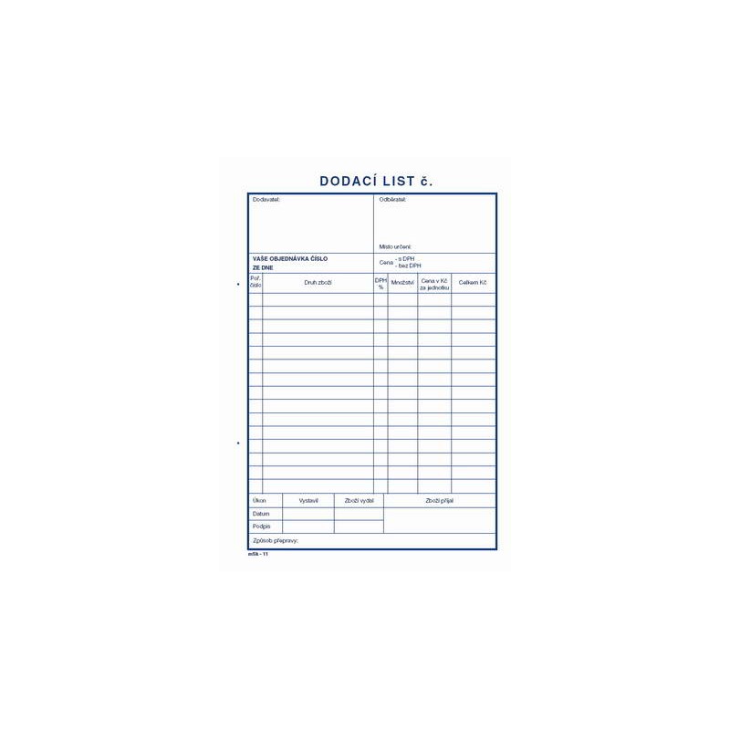 Dodací list A5, NCR, typ-11 - Skartia ČR